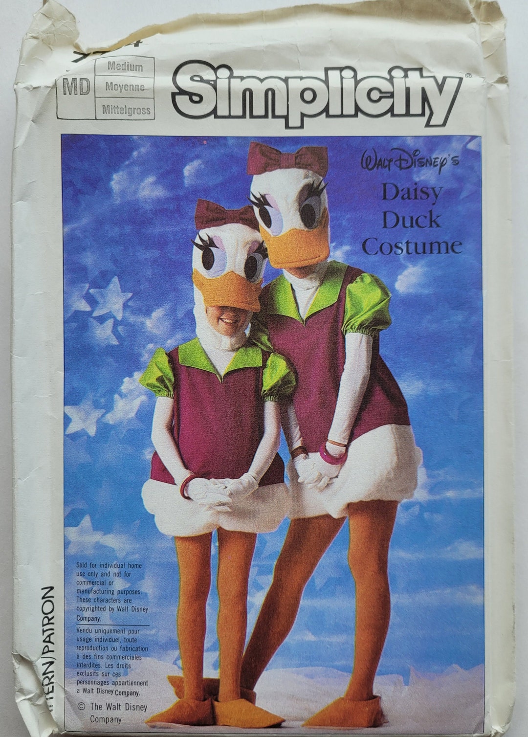 Costume Pattern Walt Disney Sewing Pattern for Adult Daisy Duck Costume ...