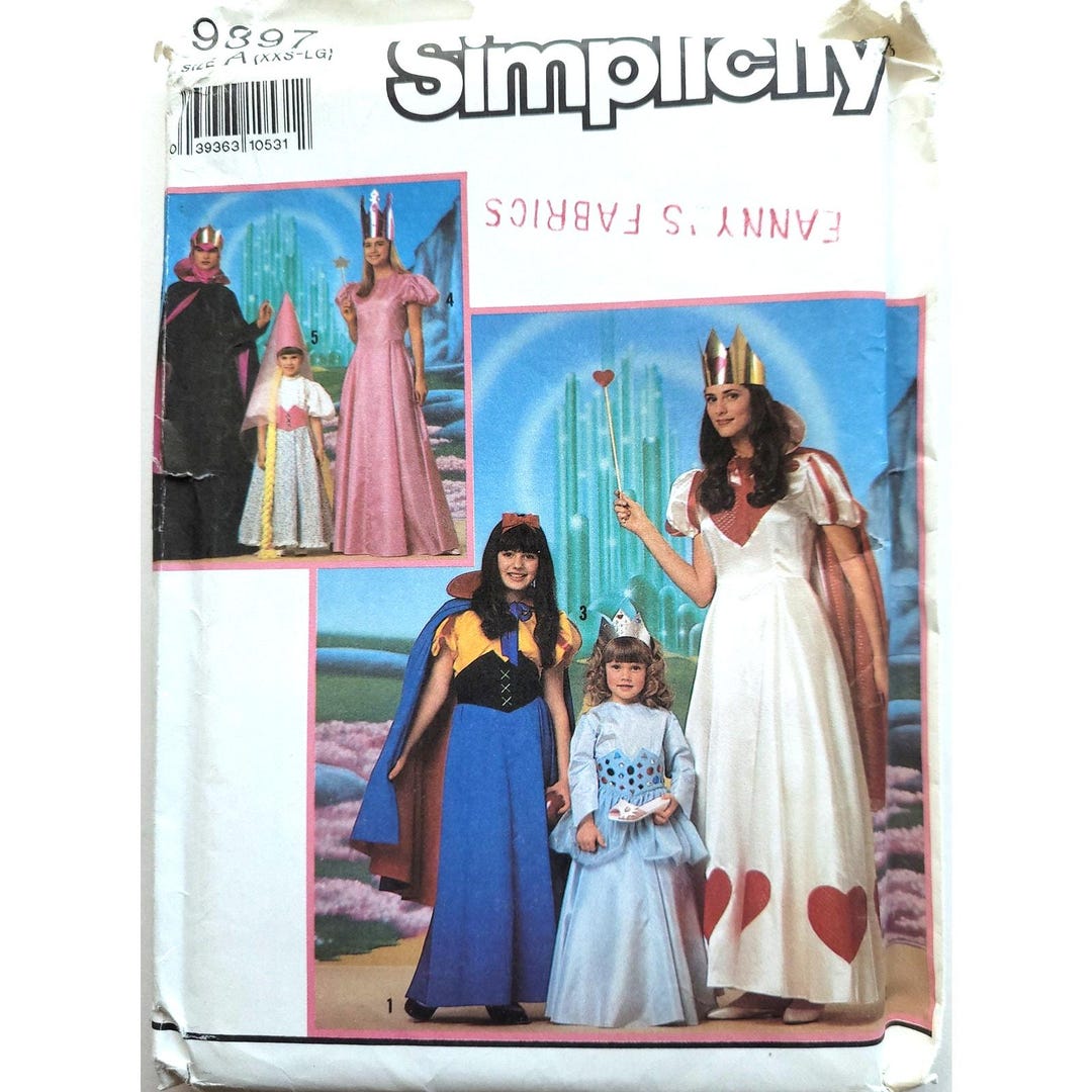 Princess Costume Sewing Pattern, Teens and Adults: Cinderella, Glinda ...