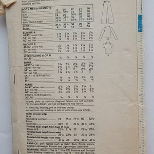 Vintage Sewing Pattern for Blouse, Flared Skirt and Wide Flared Legged ...