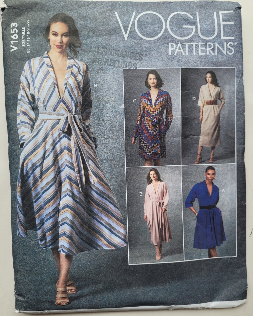 Easy Sewing Pattern for Deep V Lapel Collar Dress Gathered or Straight ...