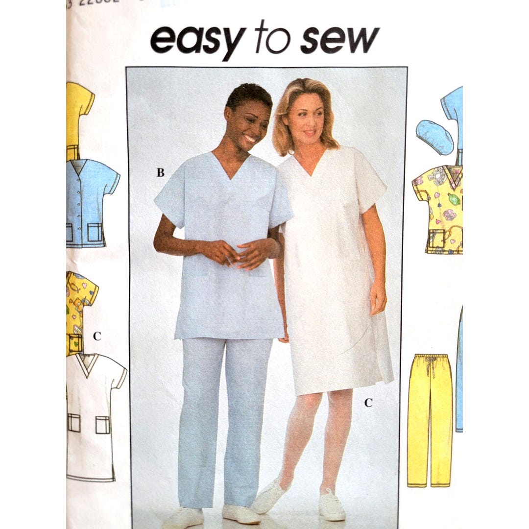 Simplicity 8336 Easy Sewing Pattern for Scrubs Top, Pants, Dress, & Hat ...
