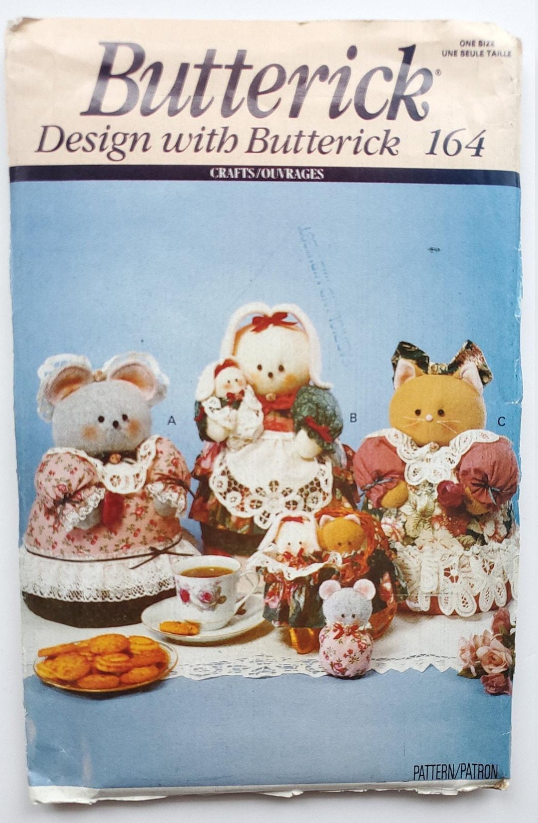 Butterick 164 Vtg Sewing Pattern for Kitschy Mouse, Bunny & Cat Cookie ...