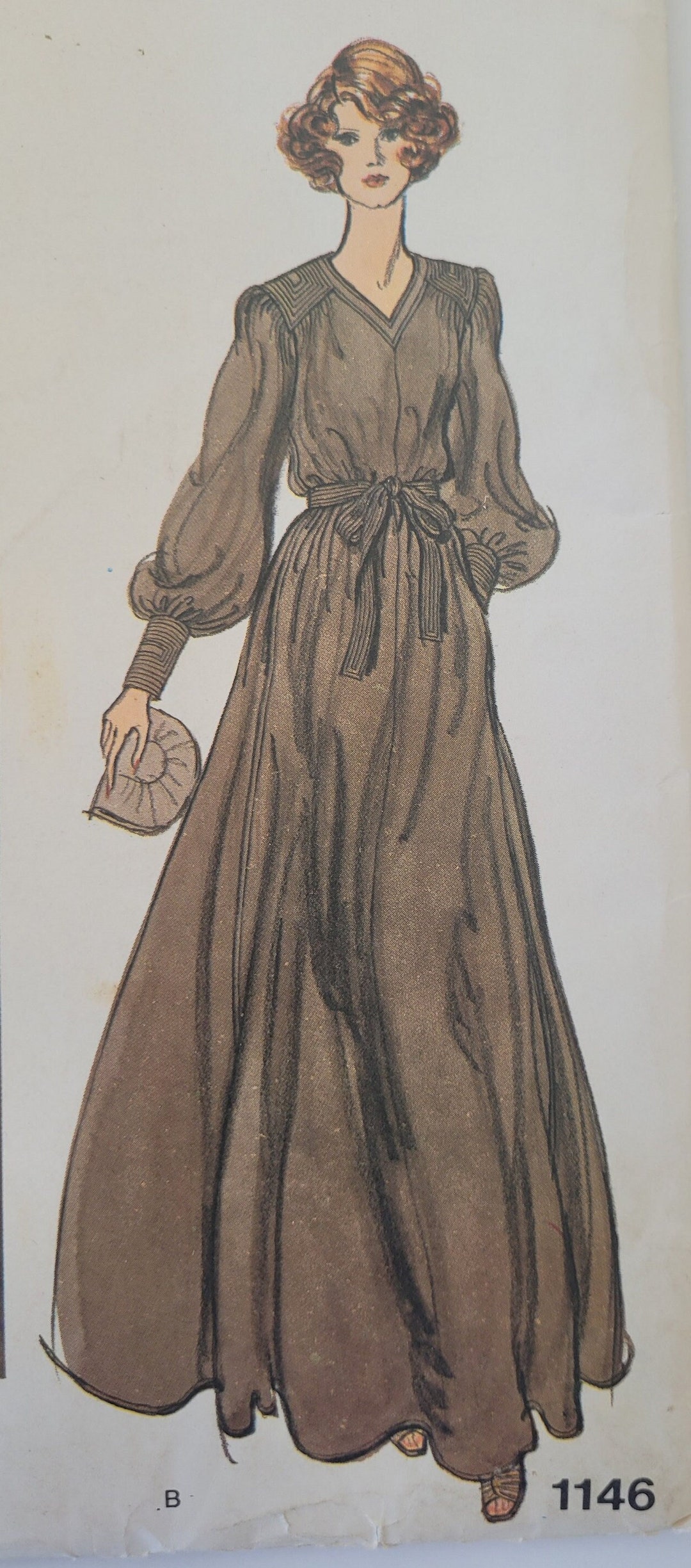Buy UNCUT Jean Muir Sewing Pattern for Blouson Evening-length Dress W ...