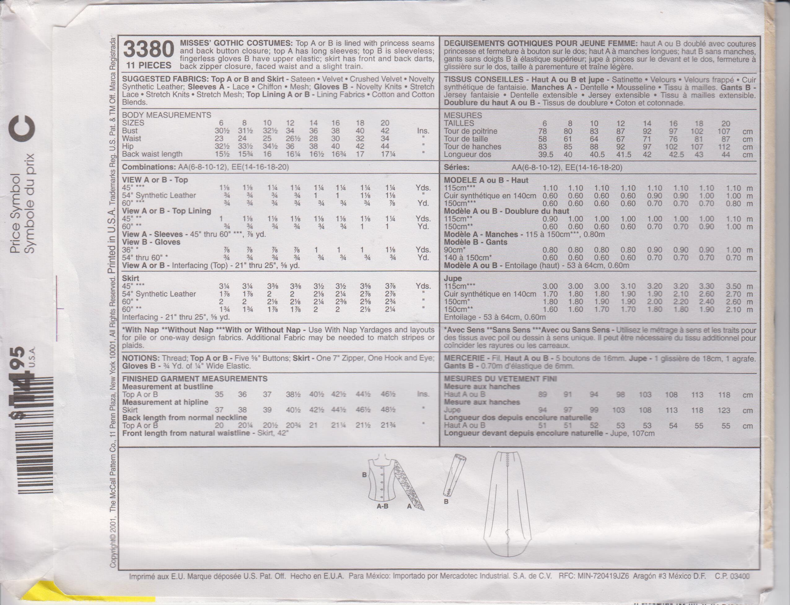 Womens UNCUT Gothic Costume Sewing Pattern Princess Seams - Etsy Canada