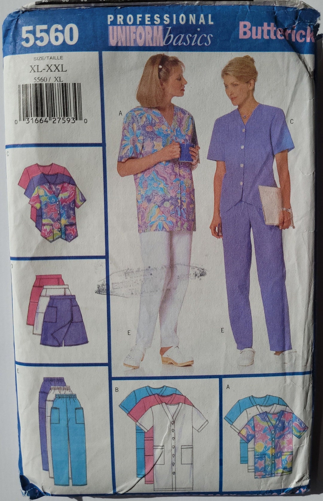Easy Pattern for Scrubs - UNCUT Sewing Pattern for Medical Shirt, Skort ...