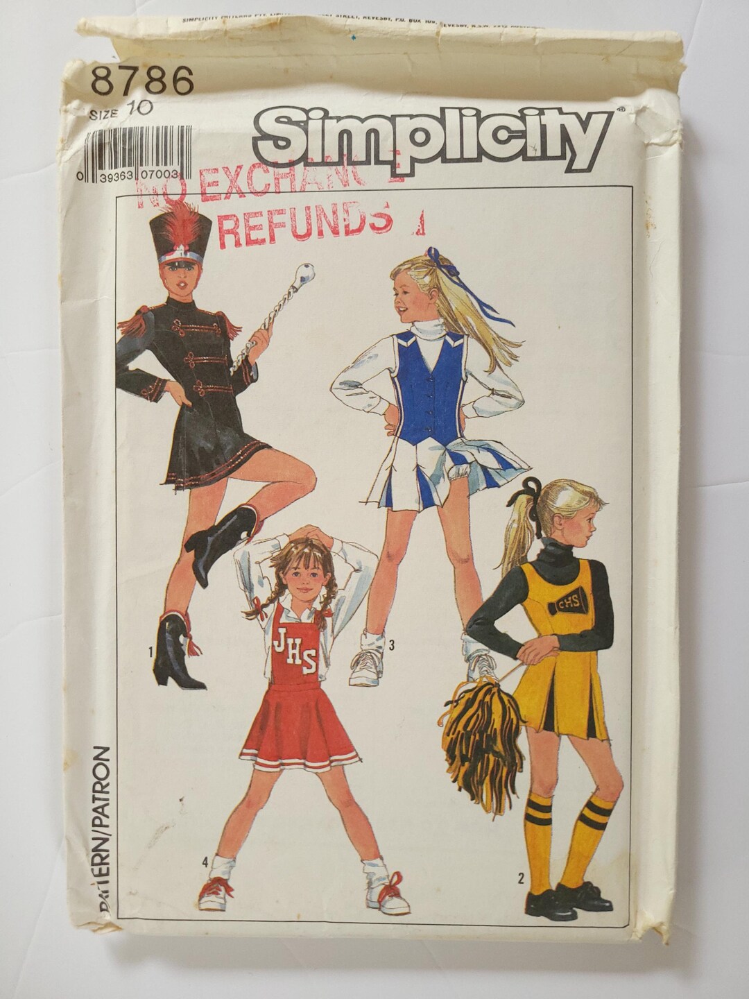 Cheerleading Costume Sewing Pattern for Kid, Tween, Teen Child Size 10 ...