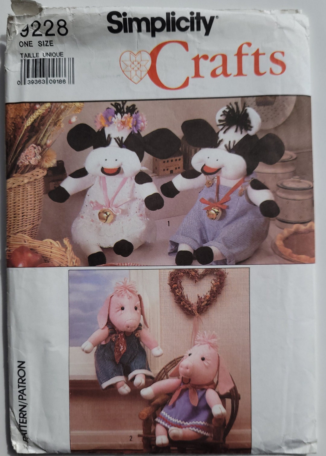 80s Vintage Sewing Pattern for 13" Stuffed Cow and Pig Clothing ...