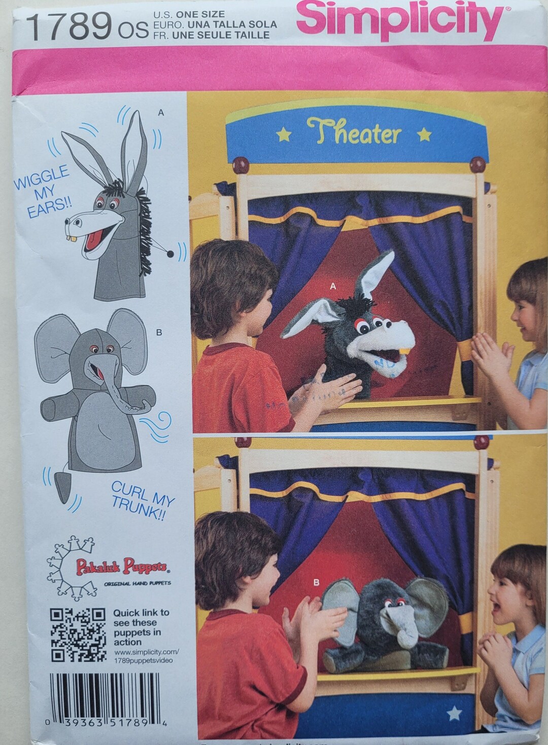 Puppet Pattern Vintage Sewing Pattern for Donkey and Elephant Hand ...