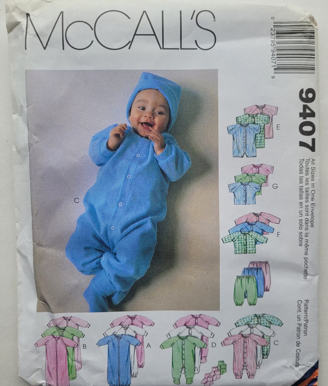UNCUT Sewing Pattern for Baby Romper, Sleeping Cap, Bunting Bag ...
