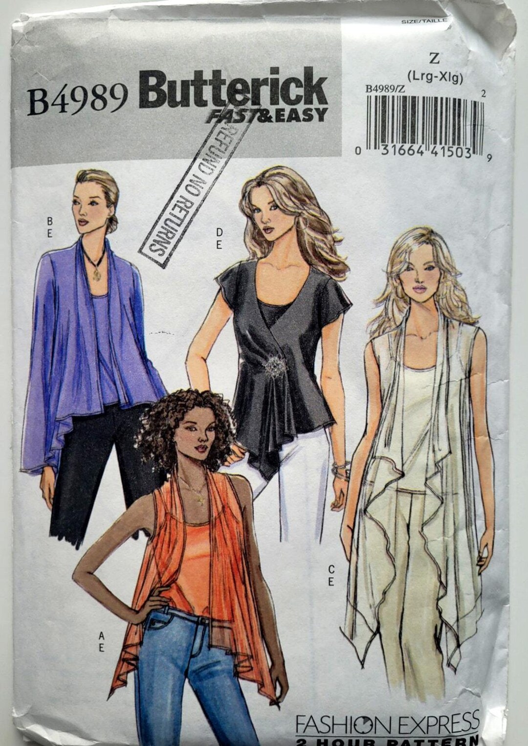 Butterick 4989 Sewing Pattern for Very Easy Camisole With Flared ...