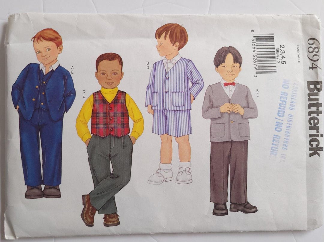 UNCUT Sewing Pattern for Boy's Child's Suit, Jacket, Vest, Shorts ...