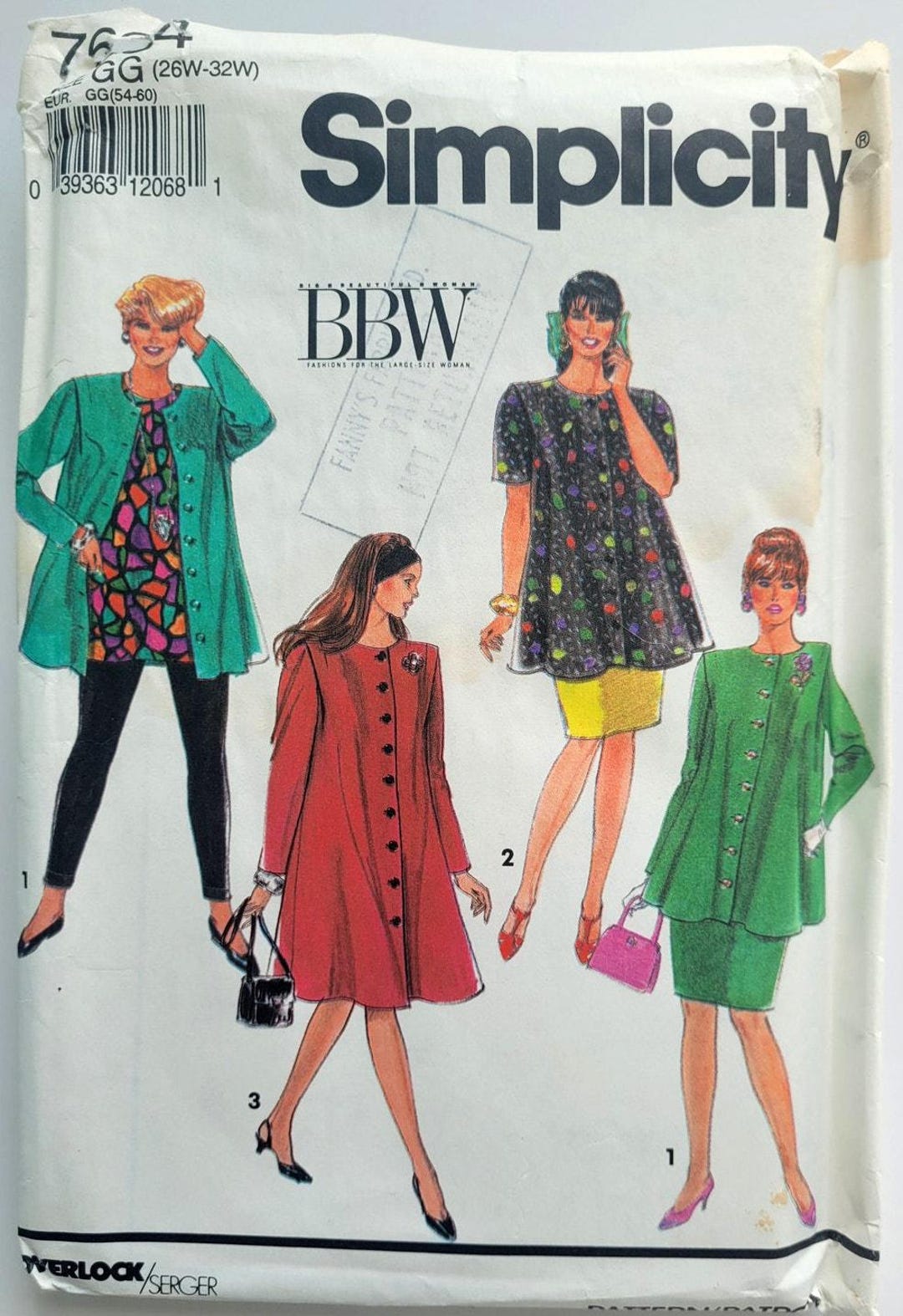 Simplicity 7634 Vintage 90s Sewing Pattern for FF Flared Dress or Tunic ...