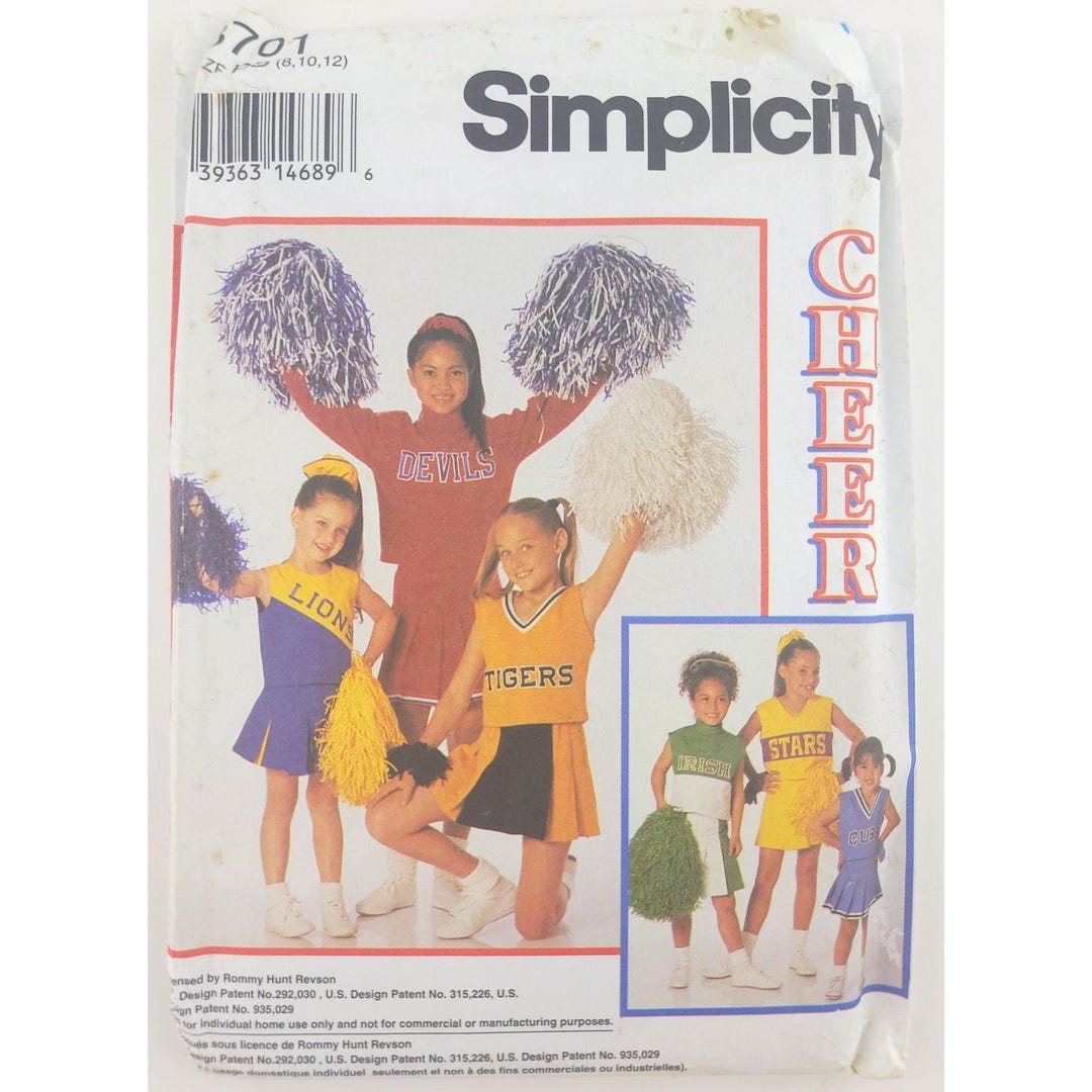 Sz 8 10 12 Tween Cheerleading Outfit Sewing Pattern, Cheer Costume ...