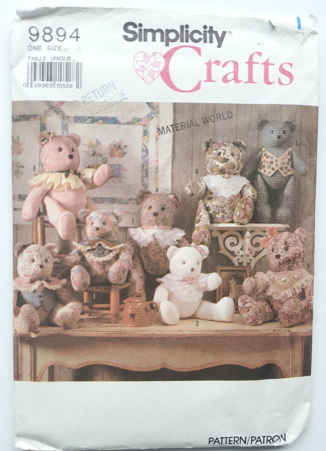 Teddy Bear Pattern Sewing Pattern for Stuffed Decorative Bear in Two ...