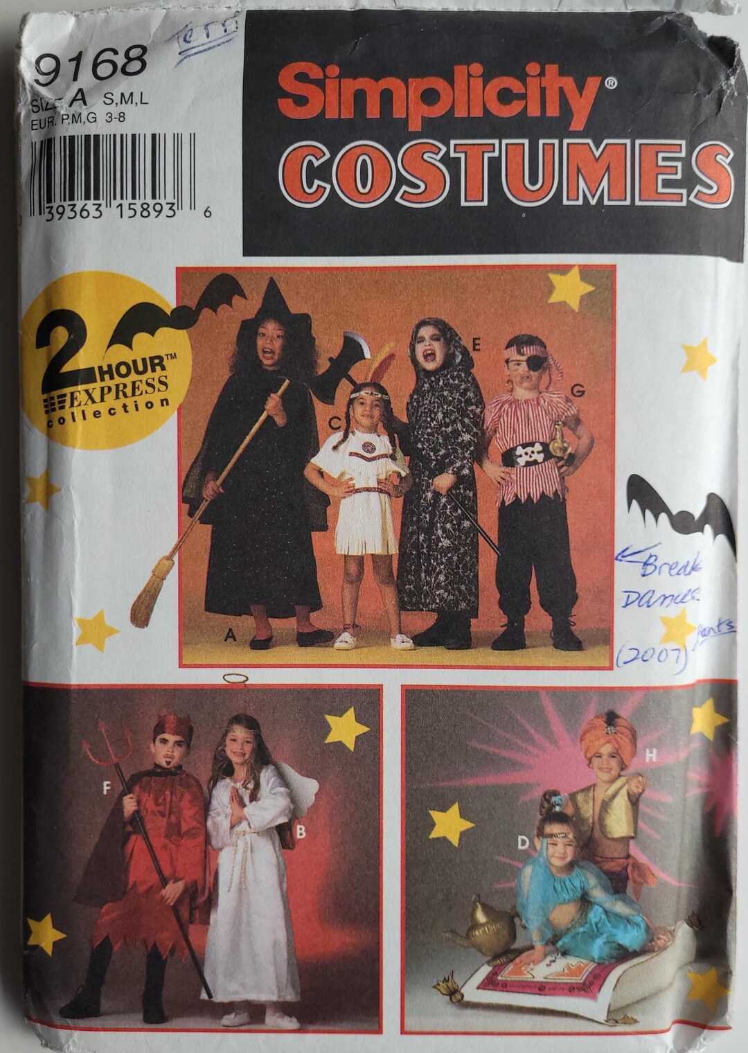 Fast Sewing Pattern for Kids' Costumes, Witch, Pirate, Devil, Angel ...