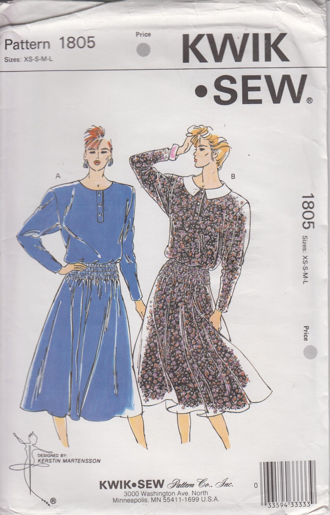 UNCUT Sewing Pattern for Dress With Shirred Skirt and Dropped Shoulders ...