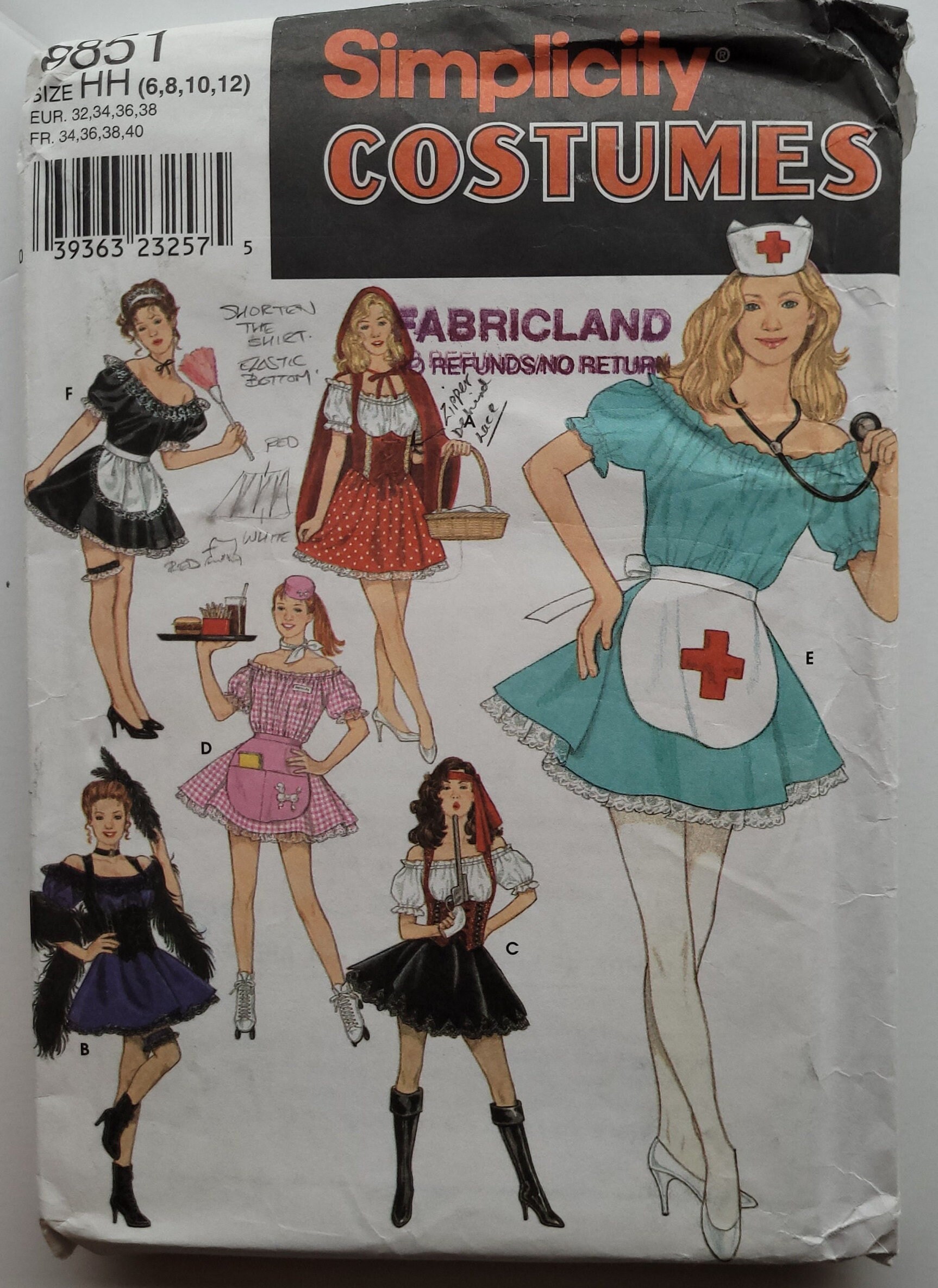 Sewing Pattern for Sexy French Maid Nurse Pirate and Dancer - Etsy Canada