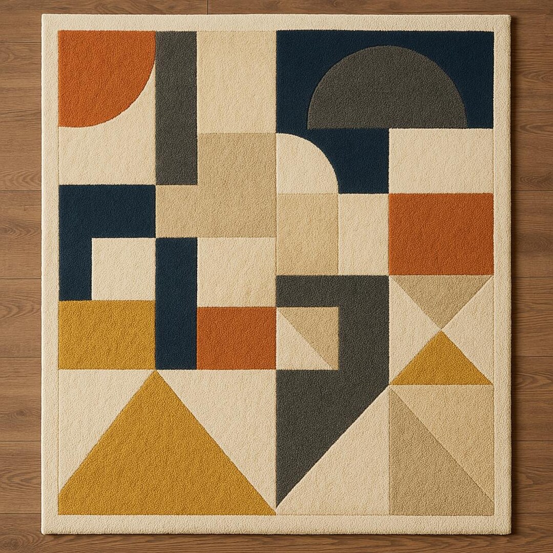 Geometric Hand-tufted Rug: Modern Color Block Design - Etsy