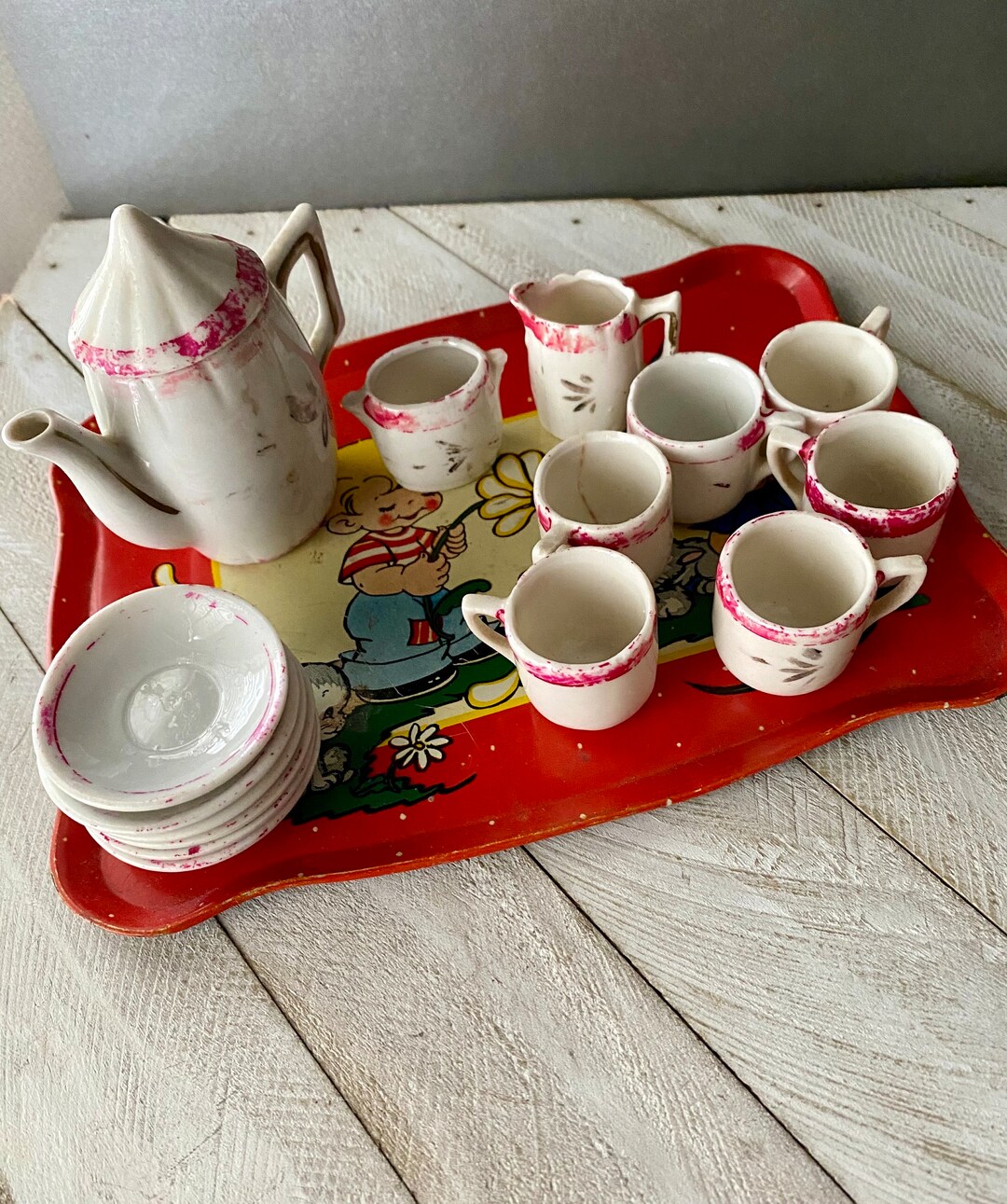 Antique Child’s Porcelain Dinnerware and Tea Set, Children’s Toys ...