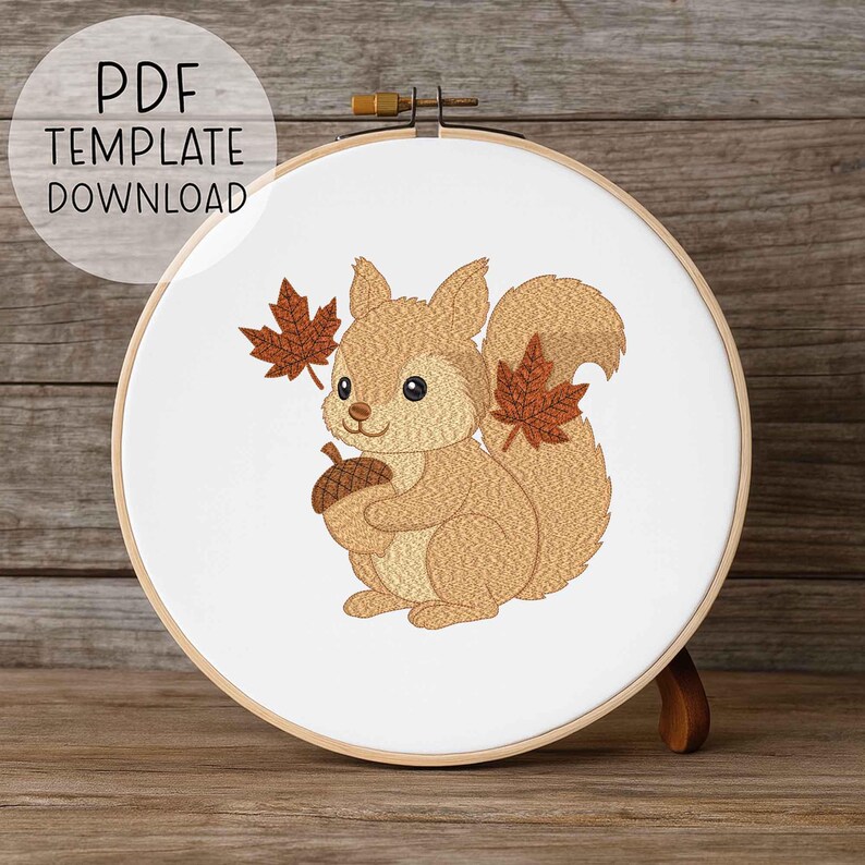 Squirrel Embroidery Design, Cute Woodland Animal With Acorn Machine ...
