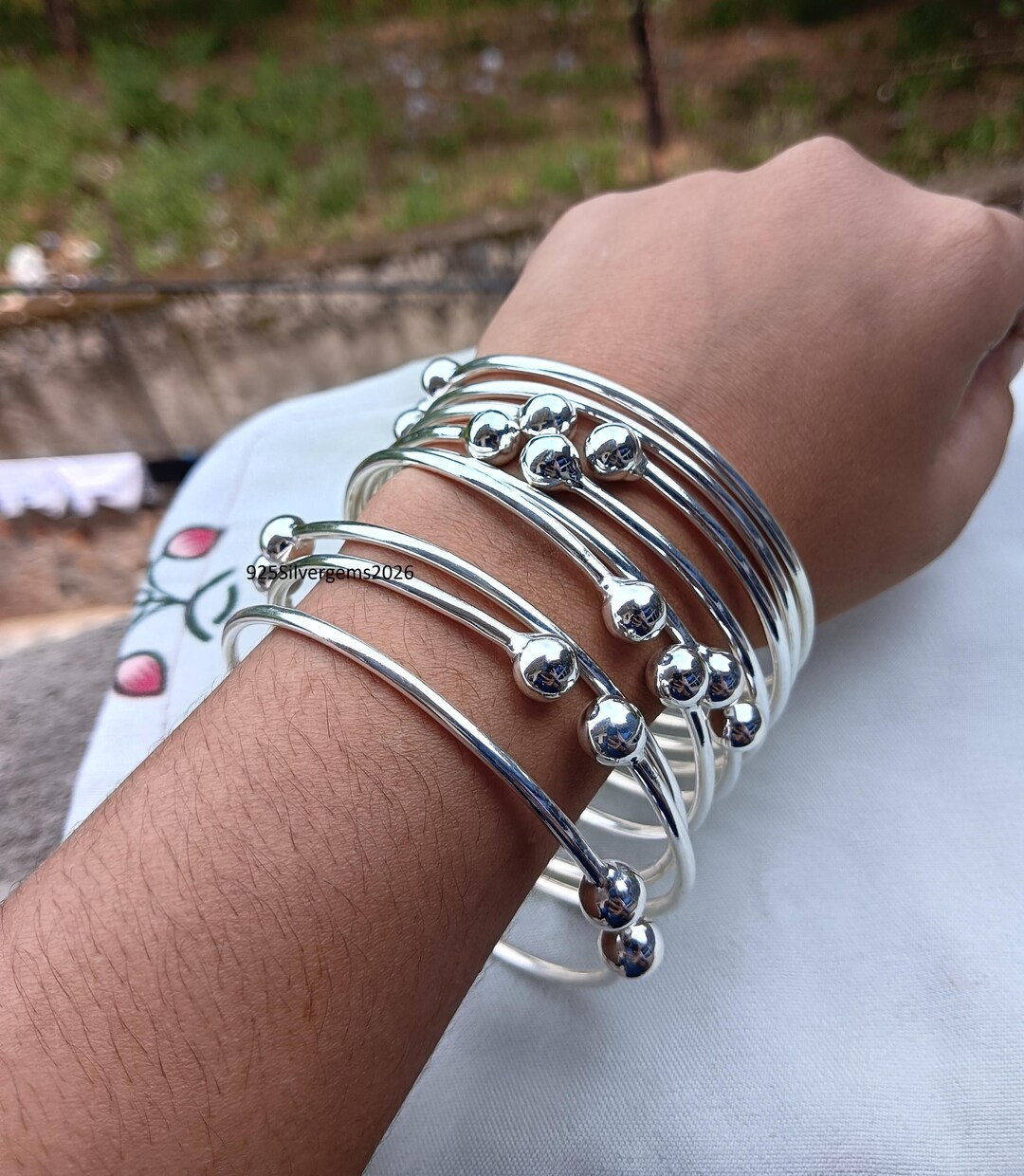 Sterling Silver Stacking Bangles Set - Adjustable Minimalist Jewelry - Etsy