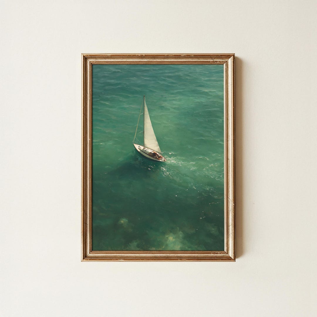 Sailing Boat Print | Turquoise Ocean Coastal Wall Art (digital Download ...