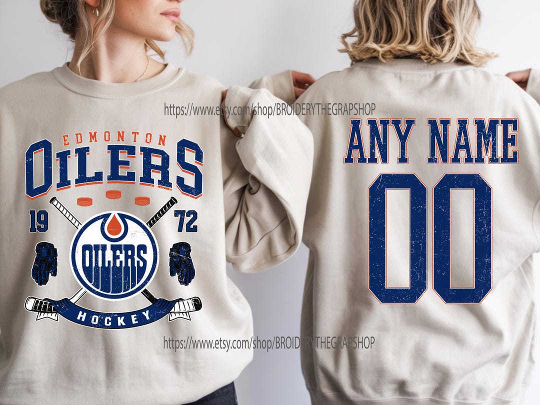 Personalized Name and Number Edmonton Oilers Sweatshirt, Edmonton ...