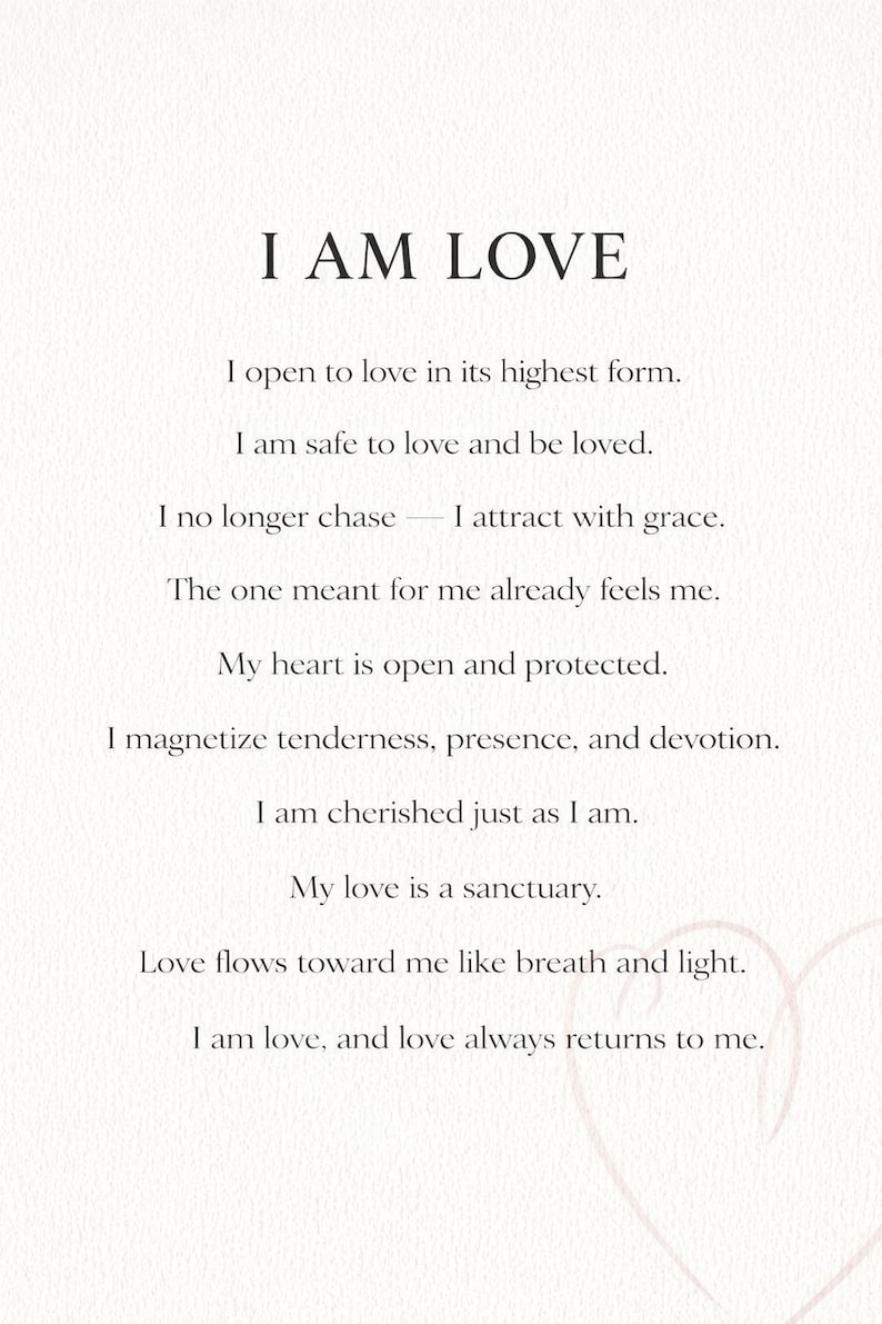 I AM LOVE Affirmations Digital Scroll - Self Love Manifestation - Etsy