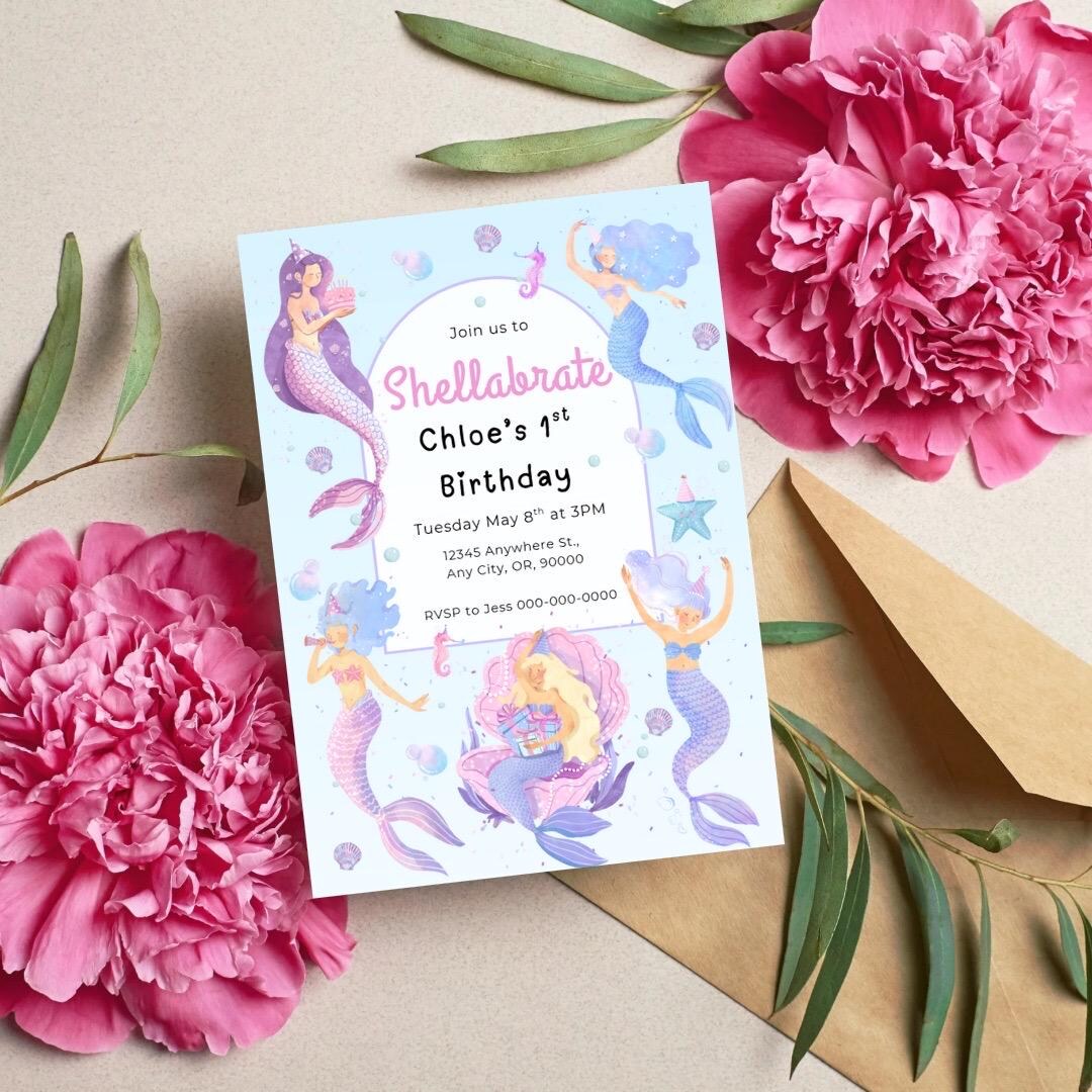 Shellabrate Invitation, Editable Birthday Evite, Printable Under the ...