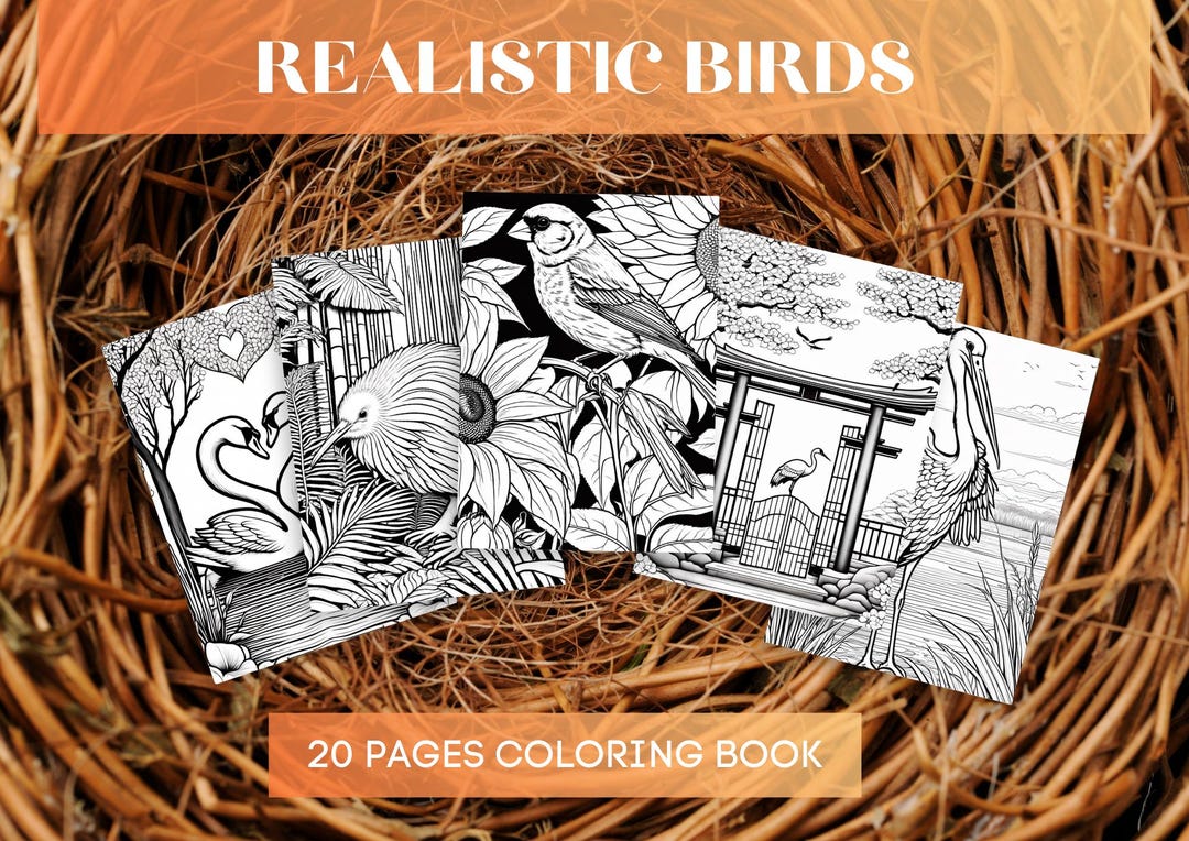 Realistic Birds Coloring Book for Adults | 20 Detailed Bird ...