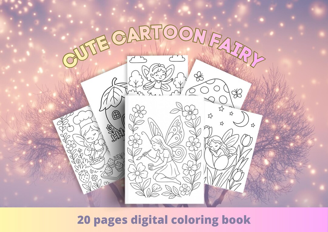 Cute Fairy Coloring Book for Kids | 20 Cartoon Fairy & Fairy House ...