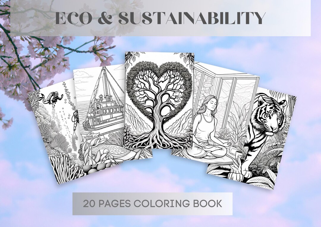 Eco & Sustainability Coloring Book for Adults | 20 Printable Nature and ...