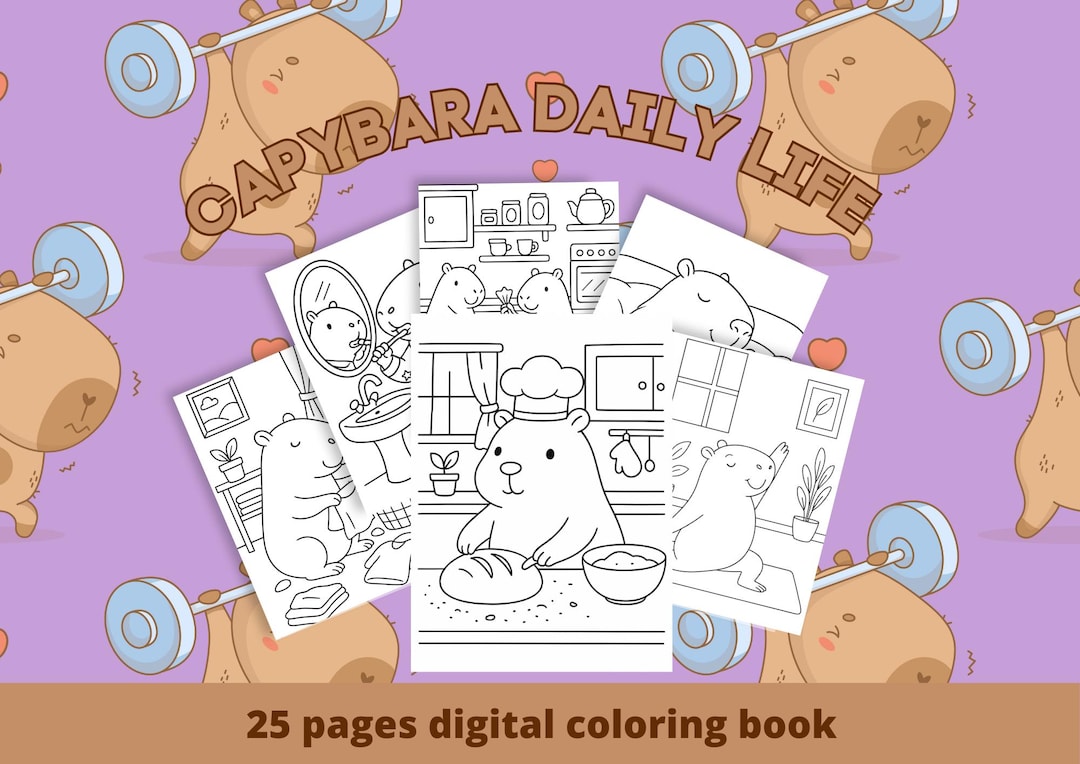 Cozy Capybara Coloring Book for Kids | 25 Cute Daily Life Pages ...