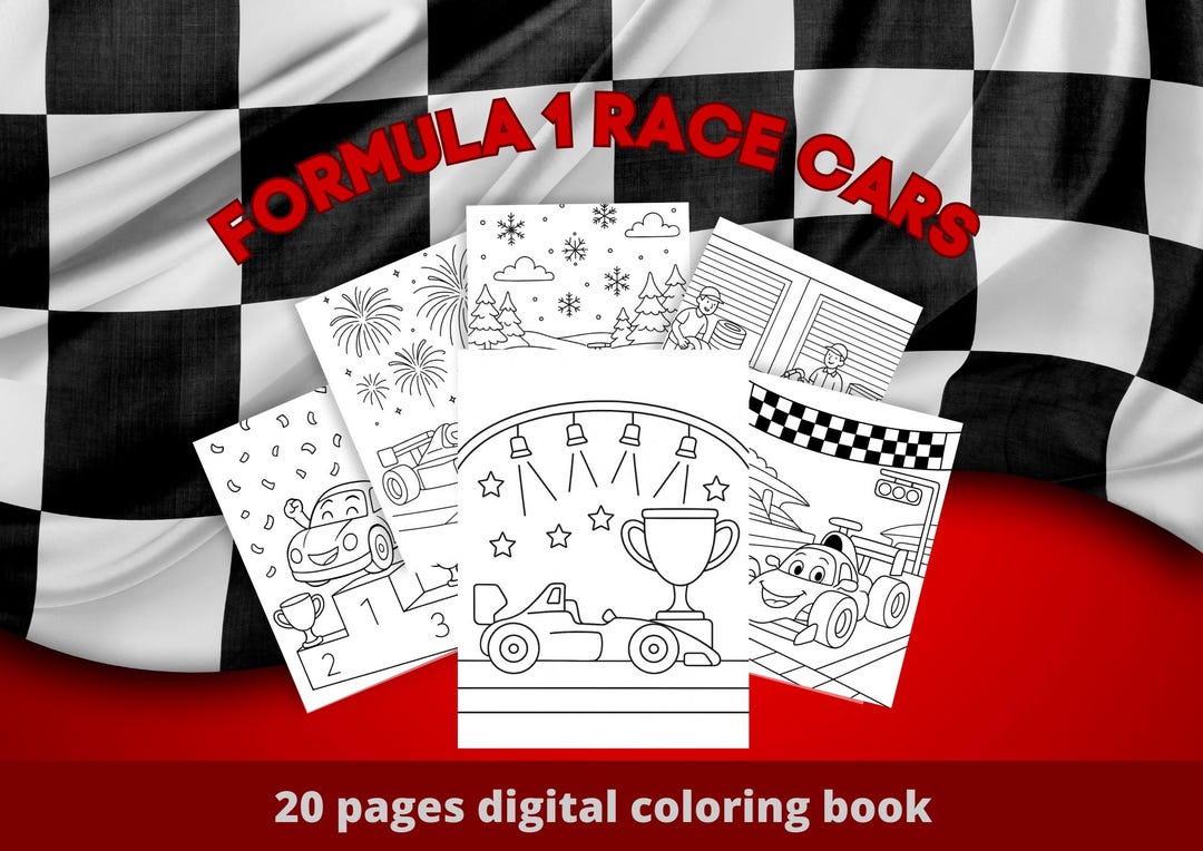 Formula 1 Race Cars Coloring Book for Kids | 20 Fun Racing Pages | Cute ...