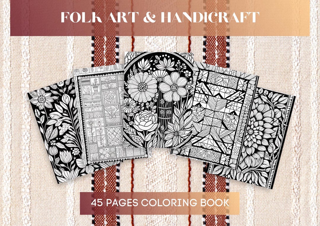 45 Folk Art & Handicraft Coloring Pages for Adults | Embroidery ...