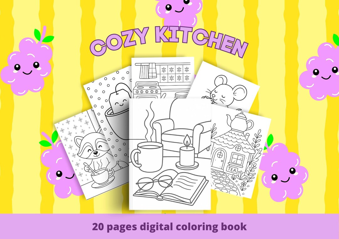 Cozy Kitchen Coloring Book | 20 Tea & Coffee Scenes for Relaxation ...