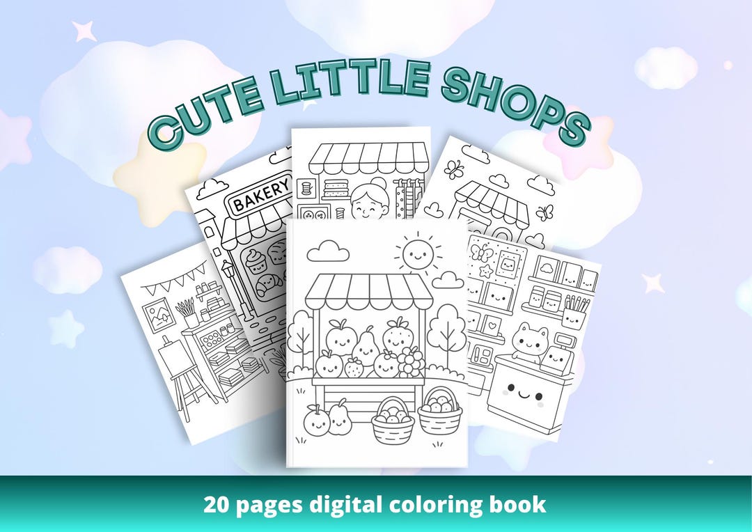 Cozy & Cute Little Shops Coloring Book | 20 Kawaii Storefront Scenes ...