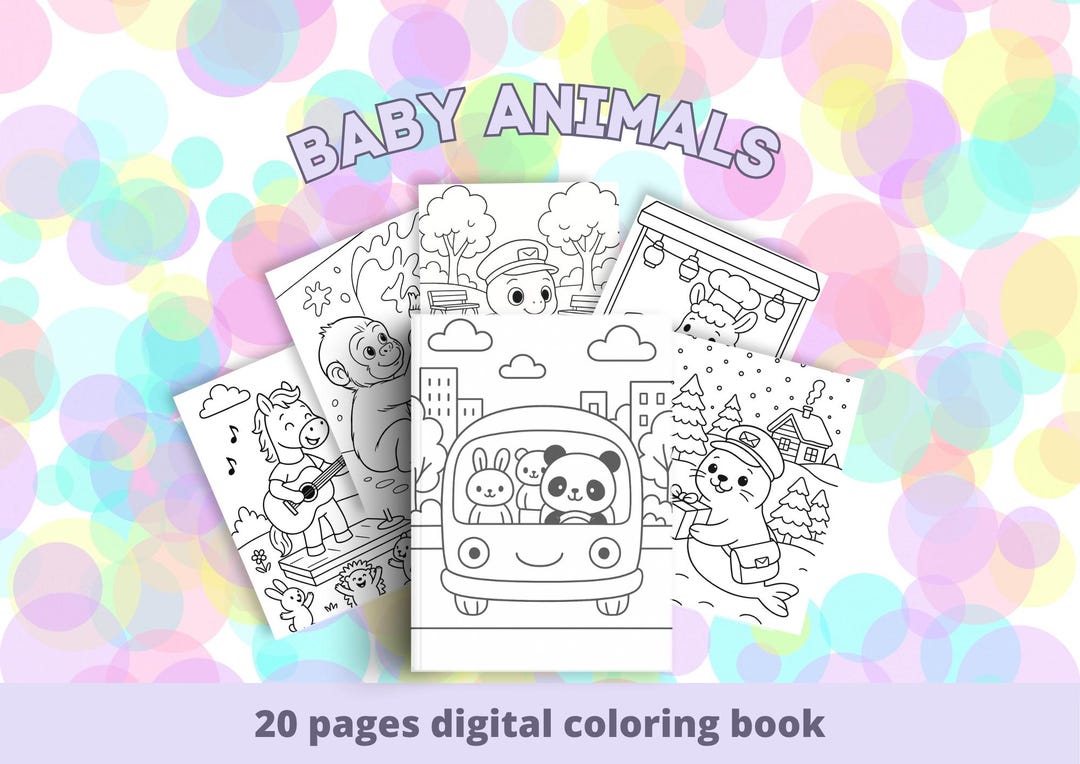 Cute Baby Animals Jobs Coloring Book | 20 Kawaii Printable Pages ...