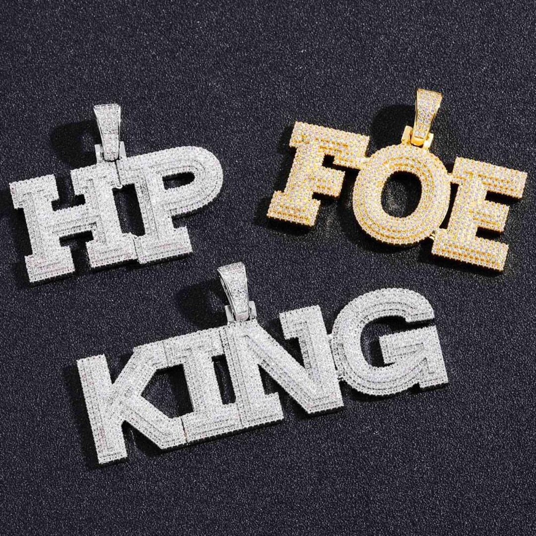 Hip-hop Iced Out Letter Pendant Necklace, Custom-made DIY CZ Diamond ...