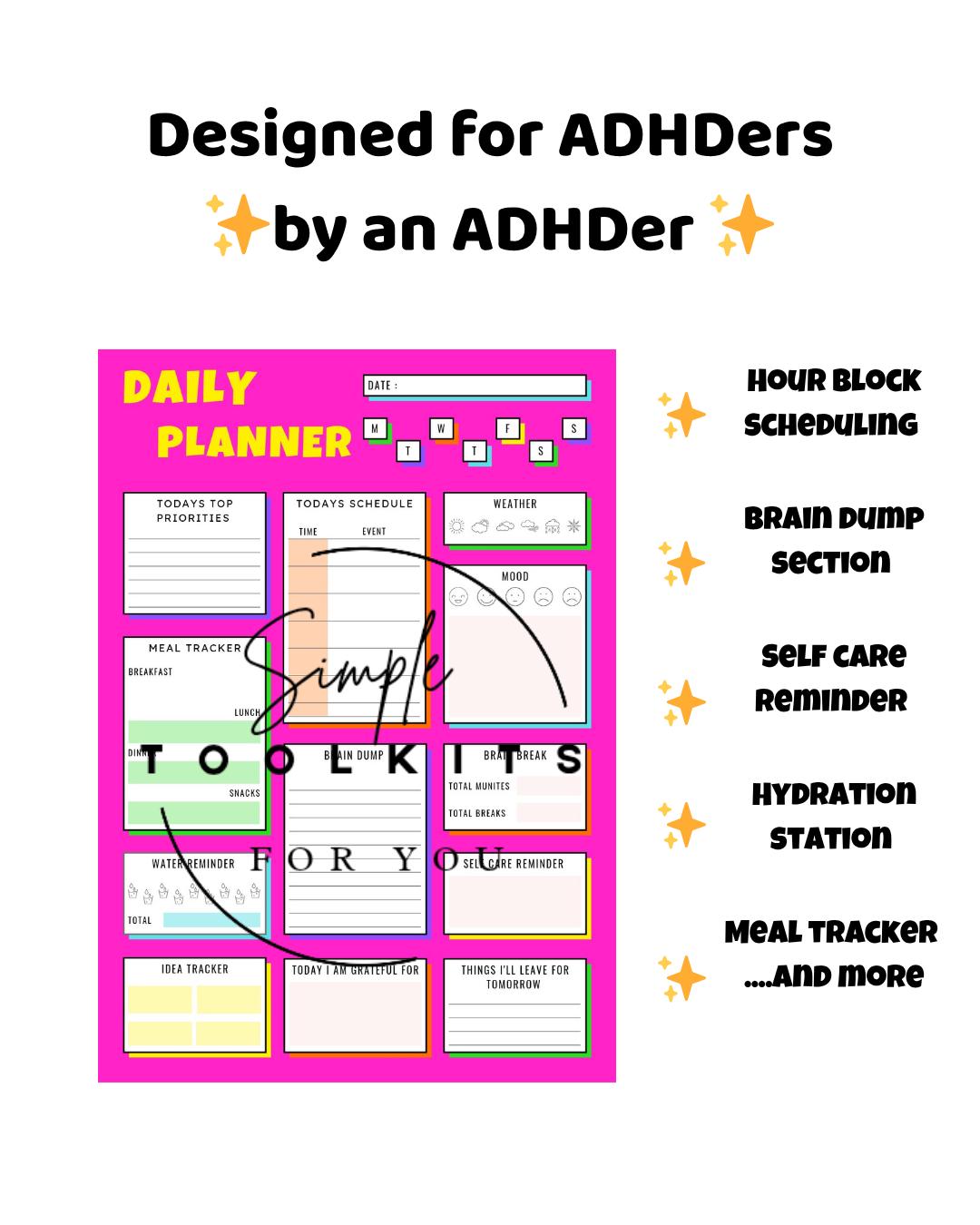 ADHD Daily Planner Printable – Bold & Colorful Dopamine-boosting Layout ...