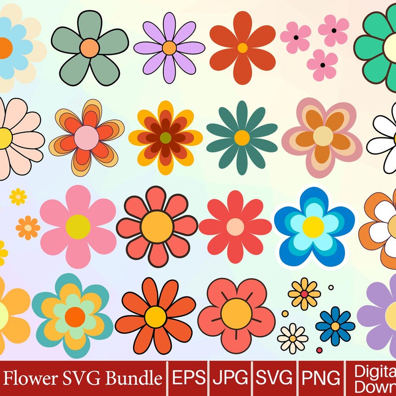 70s Flowers Clipart - Etsy