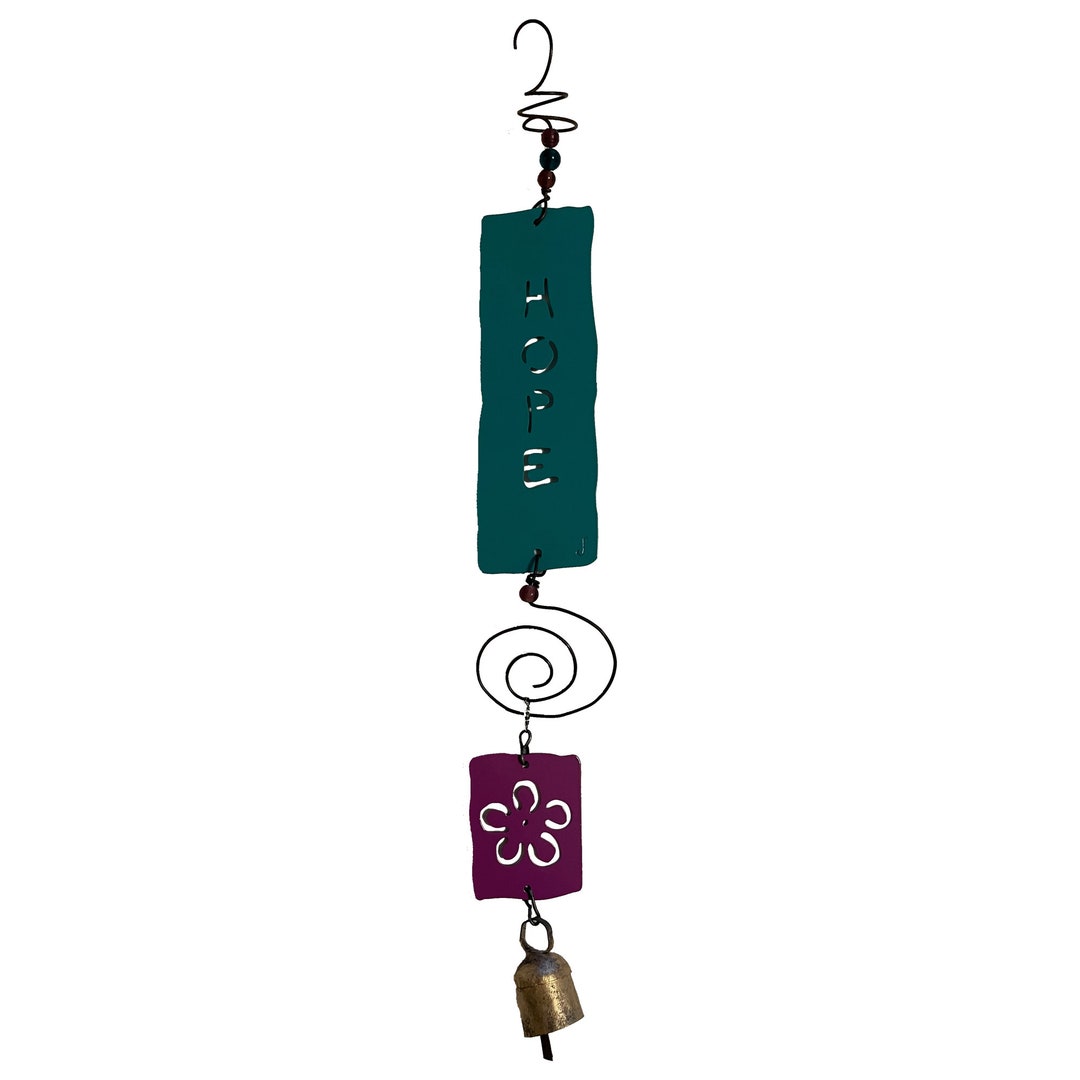 HOPE FLOWER Symbol Recycled Metal Chime Vertical Garden Chime Hope ...
