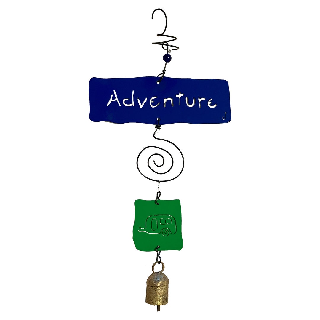 ADVENTURE CAMPER Symbol Recycled Hanging Metal Chime Multiple Colors ...