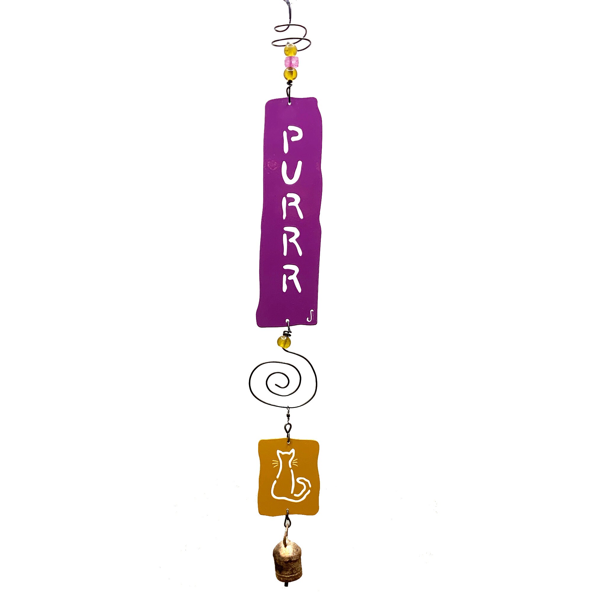 PURRR CAT Symbol Recycled Metal Hanging Chime Multiple Colors Available ...