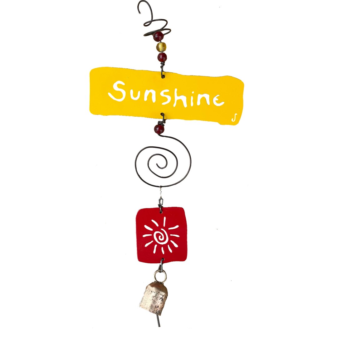 SUNSHINE SUN Symbol Recycled Hanging Metal Chime Multiple Colors ...