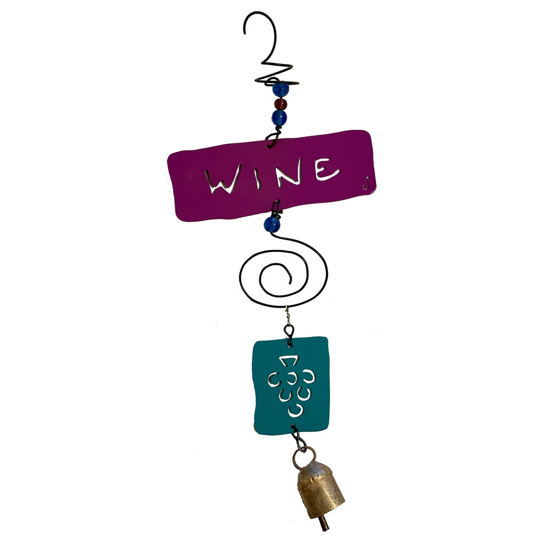 WINE GRAPES Symbol Recycled Hanging Metal Chime Multiple Colors ...