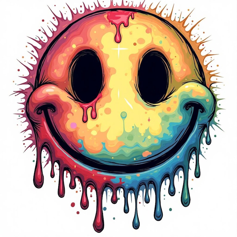 100 Melting Smiley Face Shirt Designs –psychedelic, Trippy, Bold ...
