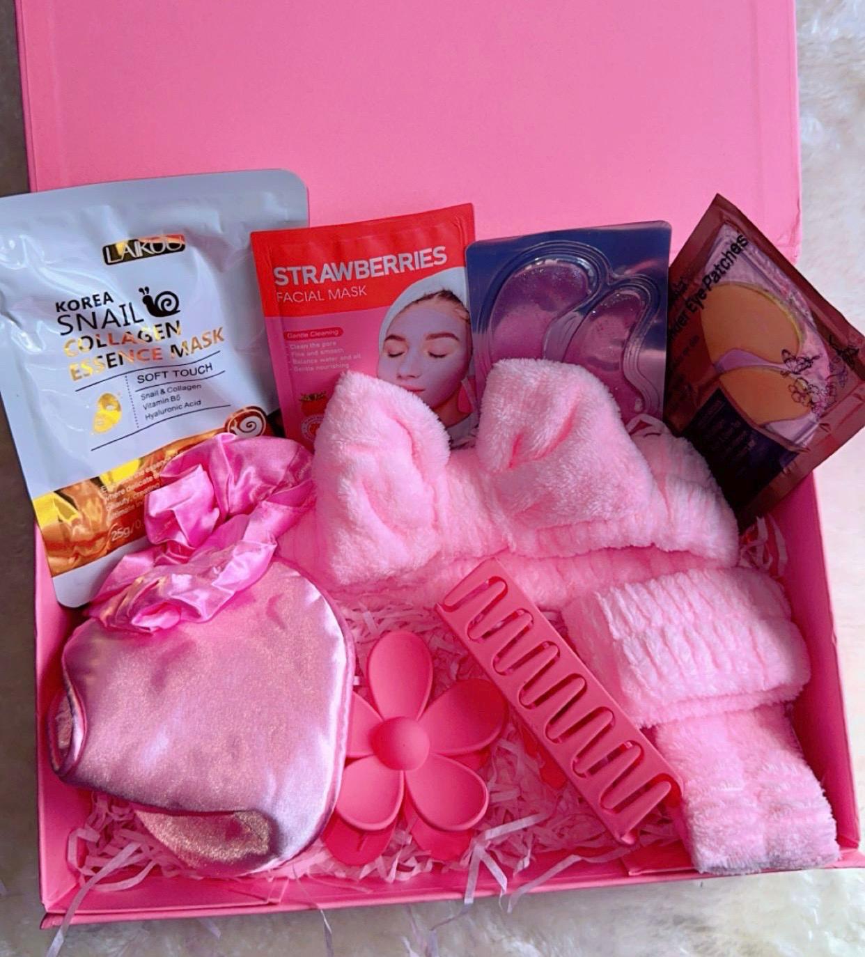 Luxury Pink Pamper Gift Box – Self Care Spa Set With Slippers, Skincare ...