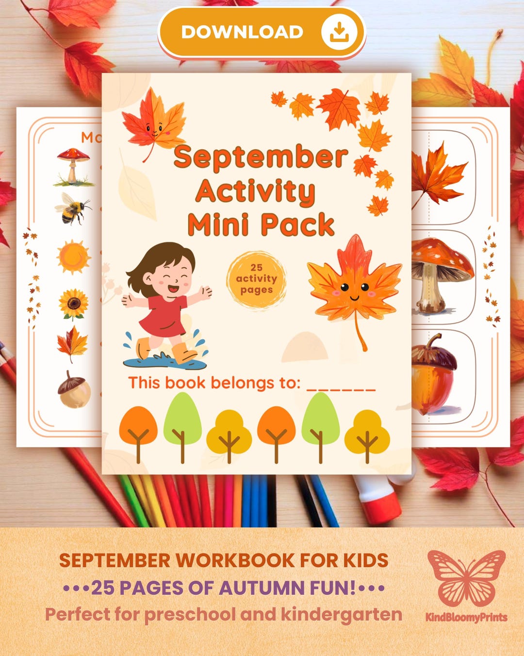 Preschool September Activity Pack: Autumn Games, Coloring, Cut & Paste ...