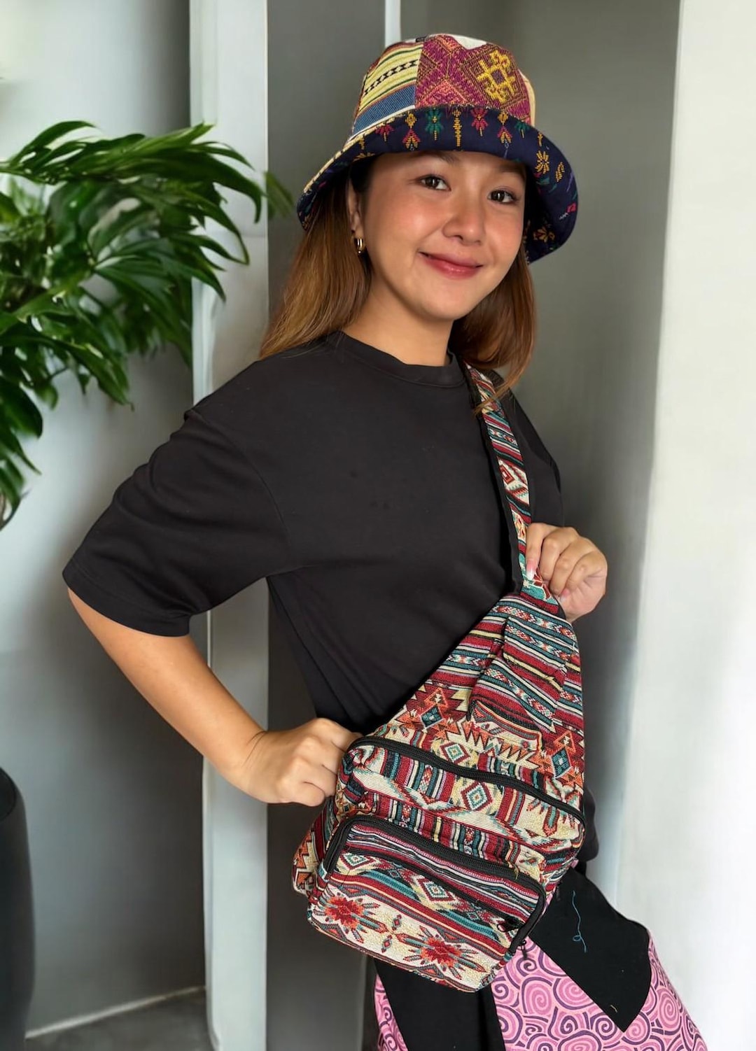 Boho Festival Sling Bag – Handmade Crossbody With Tribal Pattern ...
